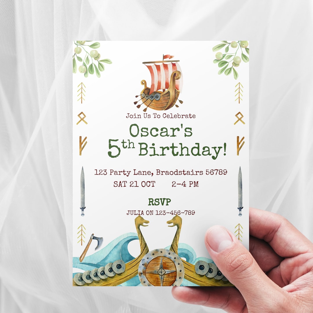 EDITABLE Viking Birthday Invitation, Boat Birthday Party, Printable ...