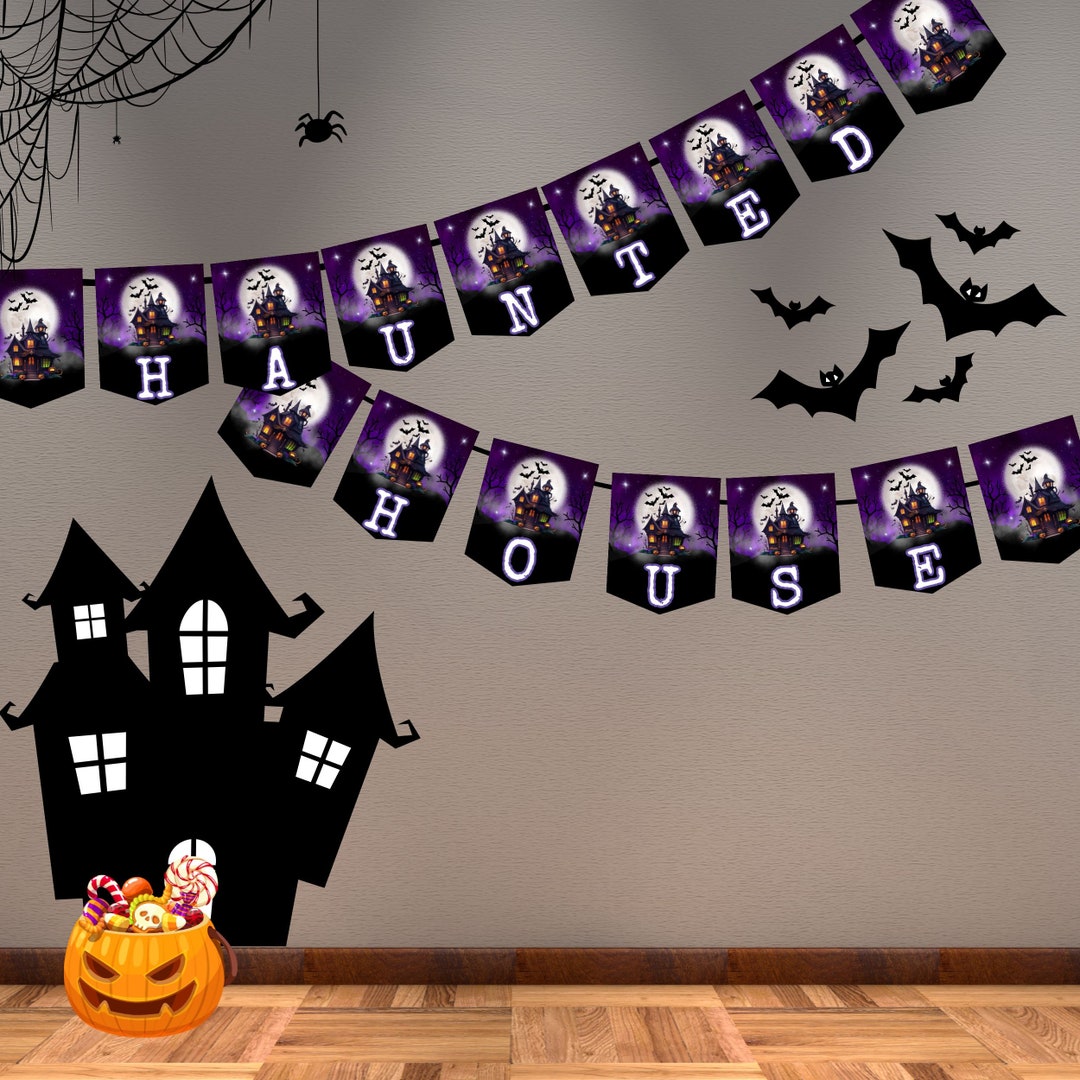 Haunted House Banner, Halloween Party, Haunted House Party, Printable ...