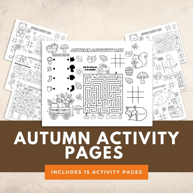 Autumn Activity Pages for Kids, Activity Placemats, Thanksgiving ...
