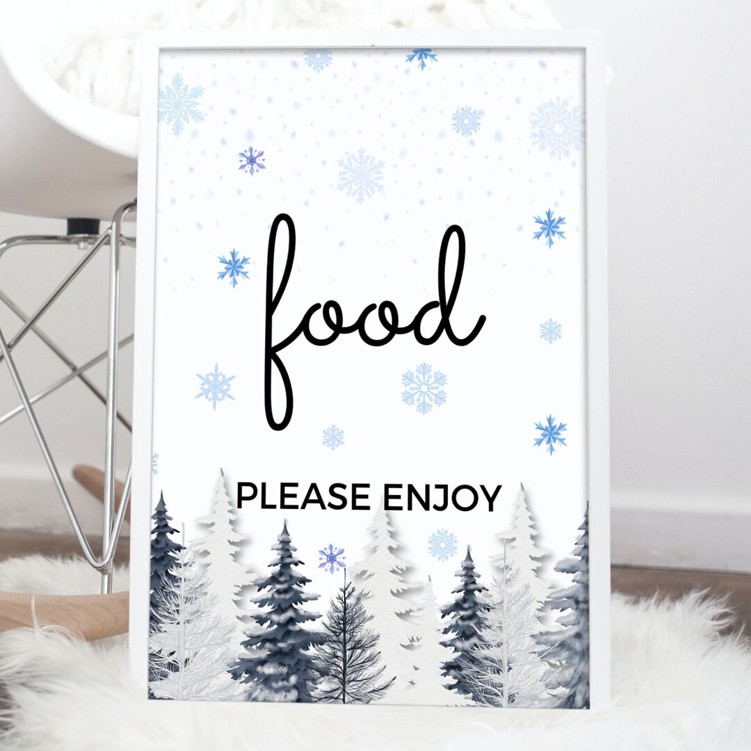 Winter Party Sign, Food Baby Shower Sign, Snowflake Party Sign, Winter ...