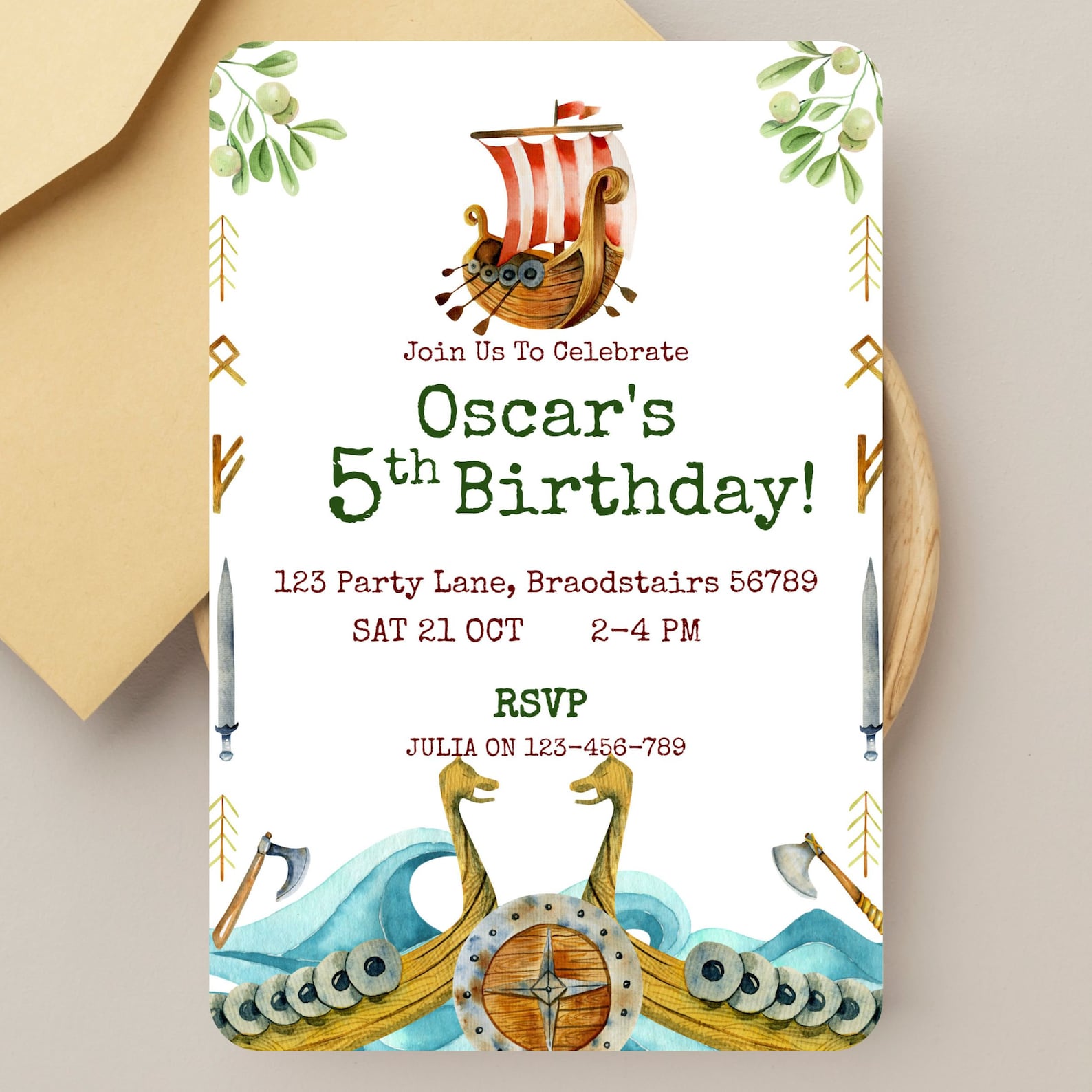 EDITABLE Viking Birthday Invitation, Boat Birthday Party, Printable ...