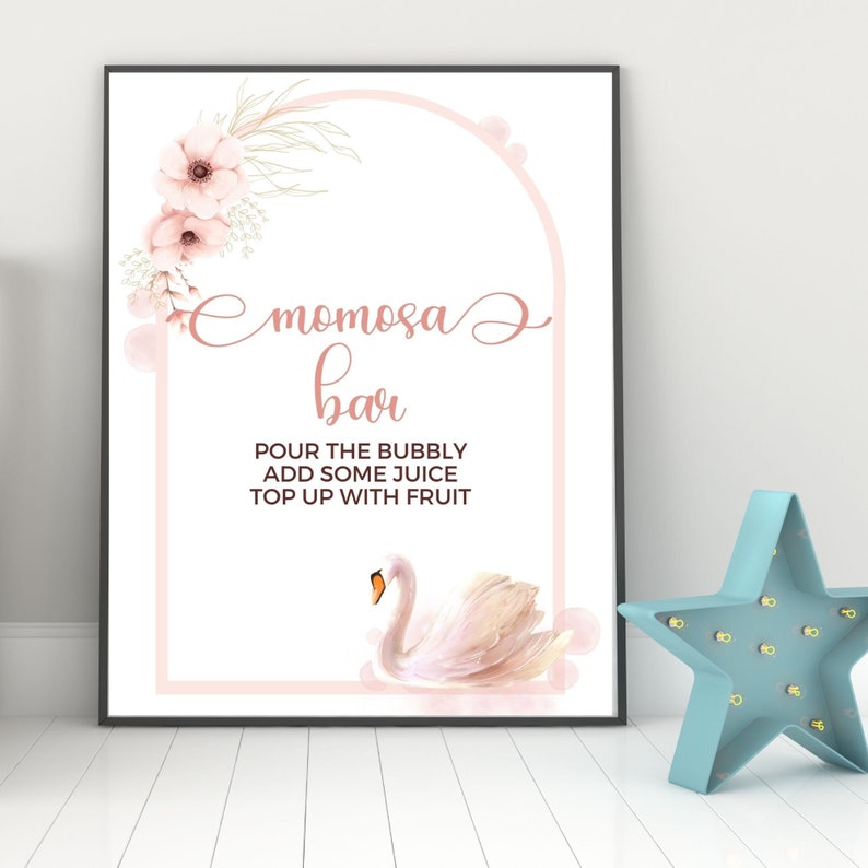Signo de baby shower de cisne, letrero de barra Mom'osa, es un letrero ...