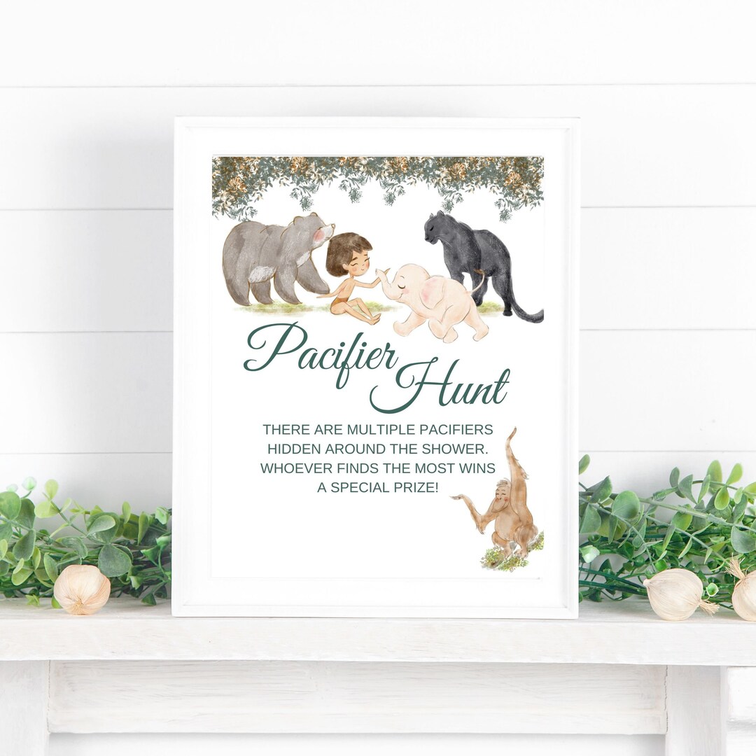 Pacifier Hunt Jungle Book Sign, Jungle Book Baby Shower, JB2022 Baby ...