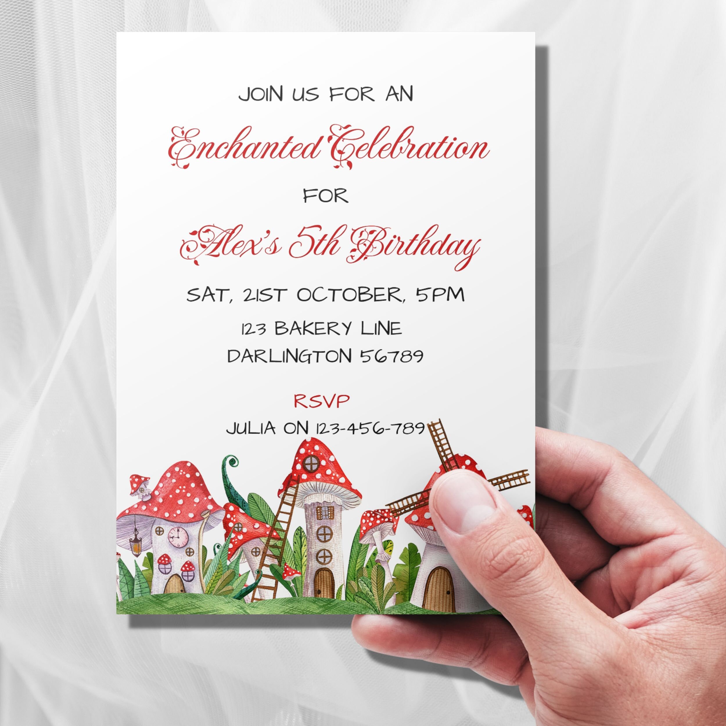 EDITABLE Toadstool Birthday Invitation, Enchanted Forest Birthday Party ...