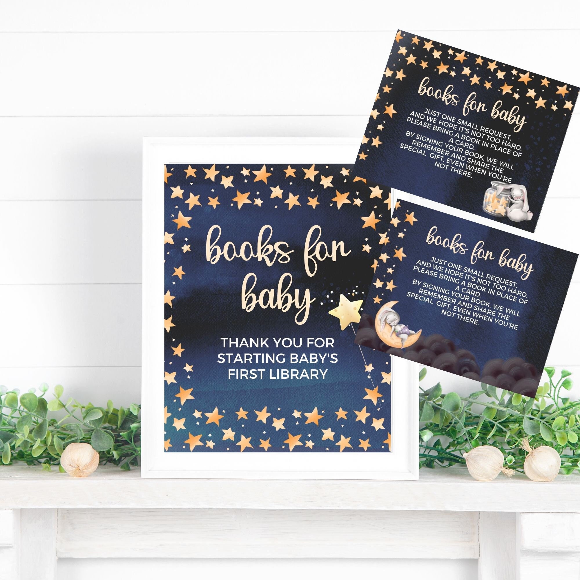 Stars in the Night Sky Baby Shower Sign, Navy Blue Baby Shower, Baby ...