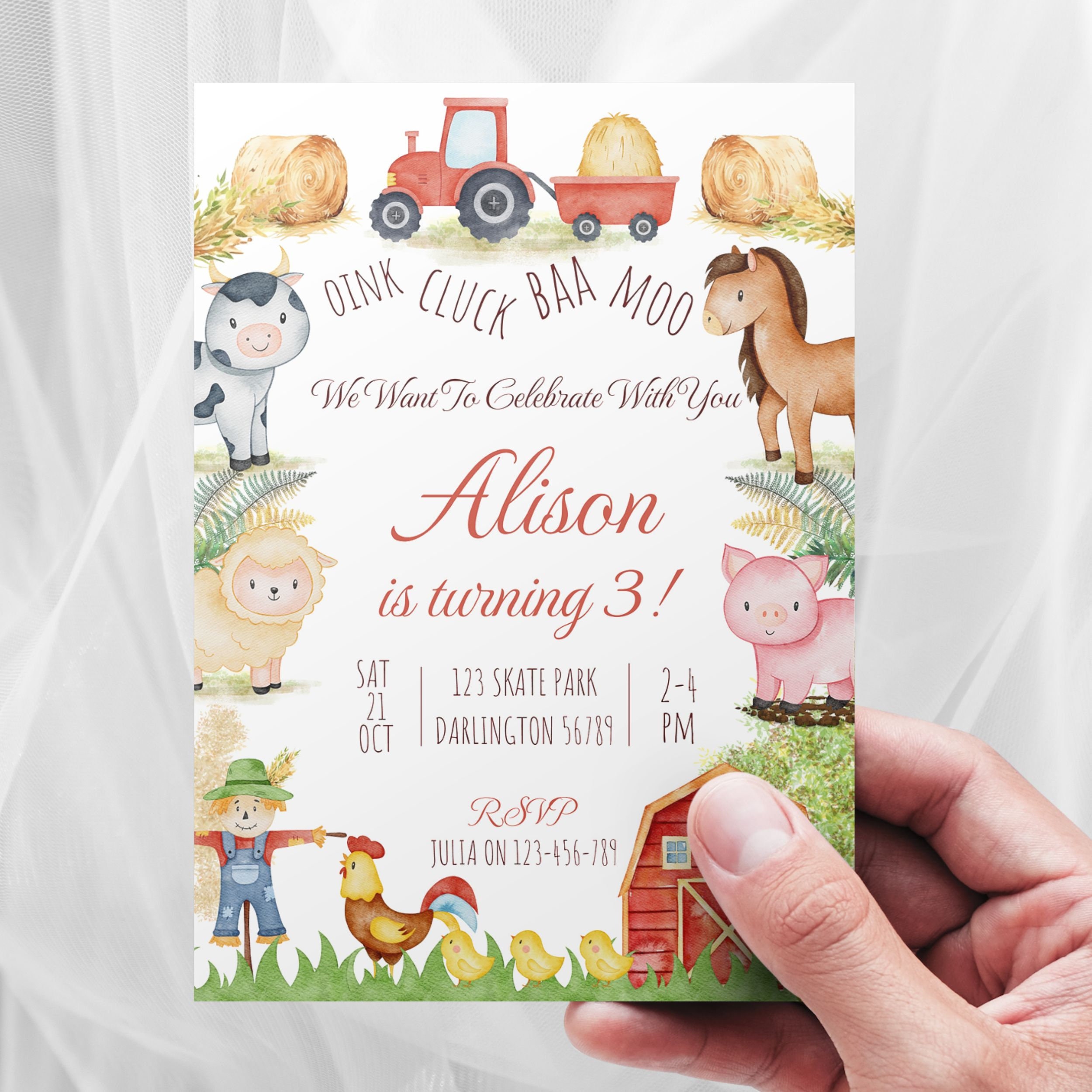 EDITABLE Farm Animals Birthday Invitation, Farm Party, Printable ...