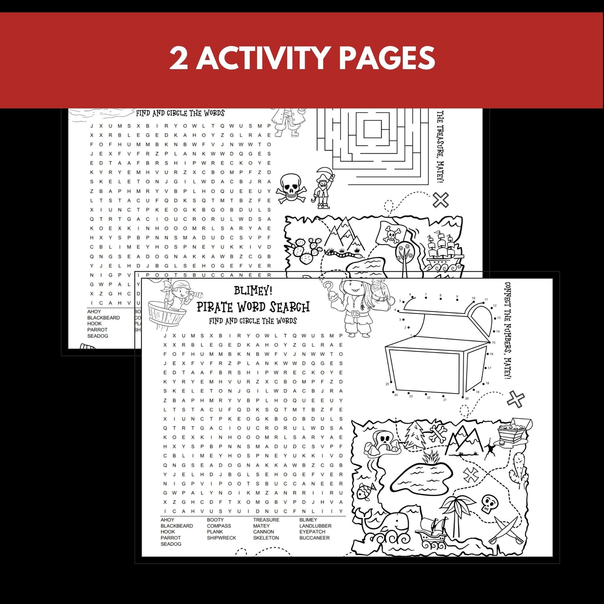 Pirate Activity Pages for Kids, Pirate Coloring Pages, Learn to Draw ...