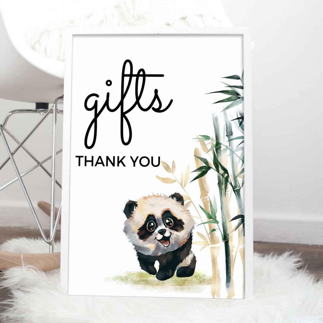 Gifts Party Sign, Panda Baby Shower Sign, Bamboo Party Sign, Panda Set ...