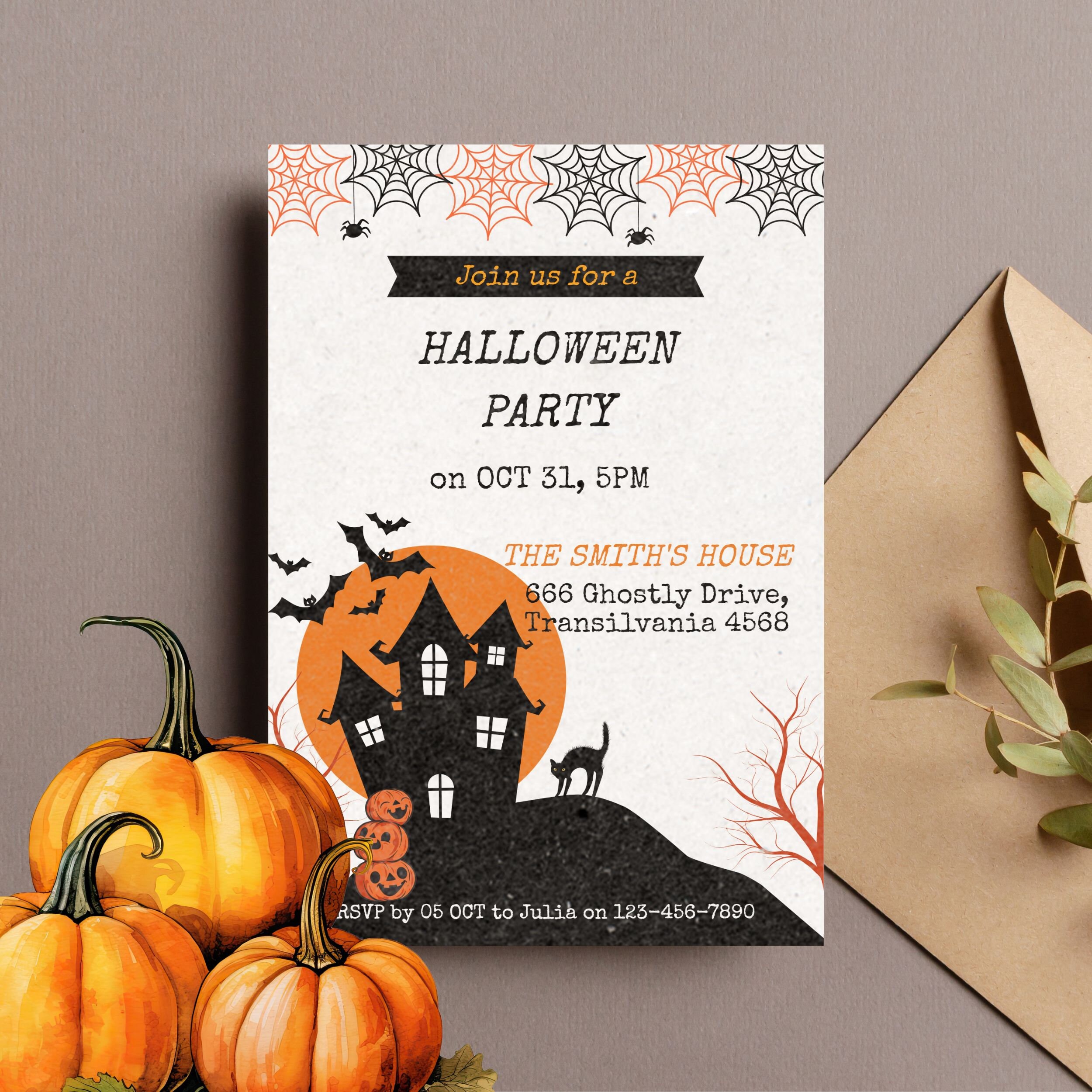 EDITABLE Halloween Party Invitation Haunted House Party - Etsy