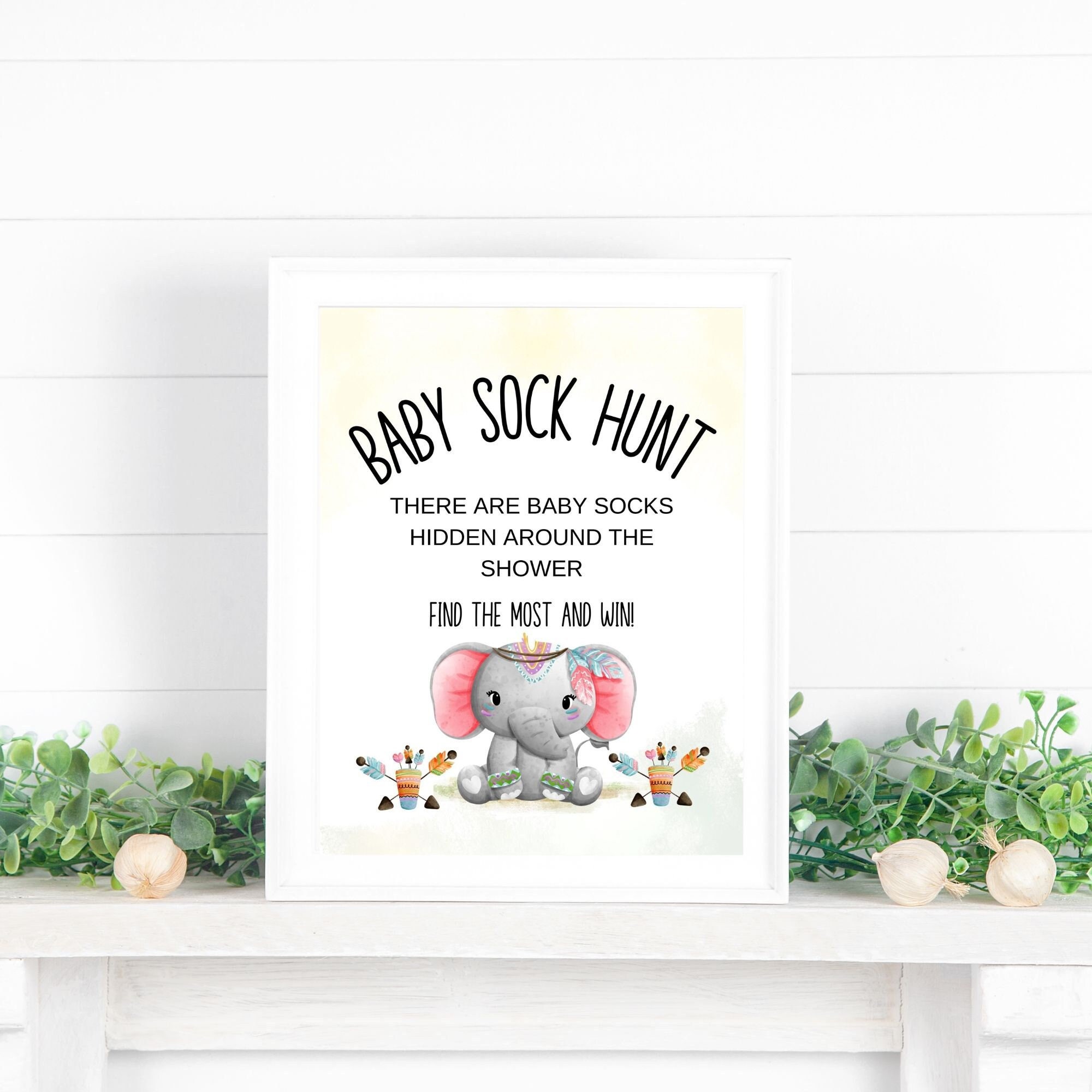 Baby Sock Hunt Sign, Tribe Animals Baby Shower Sign, Jungle Animals ...
