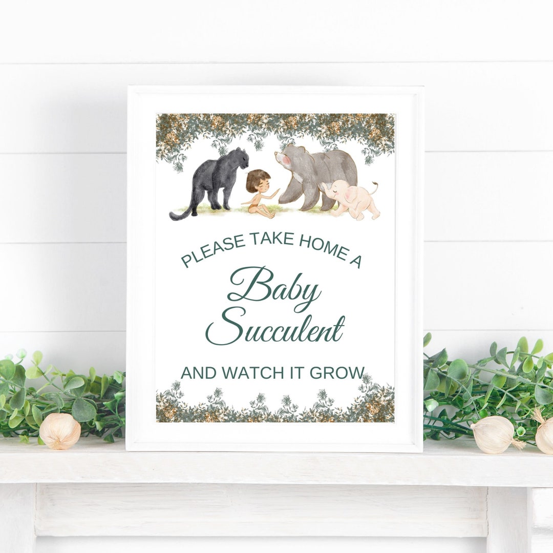 Favor Jungle Book Sign, Baby Succulent, Jungle Book Baby Shower, JB2022 ...