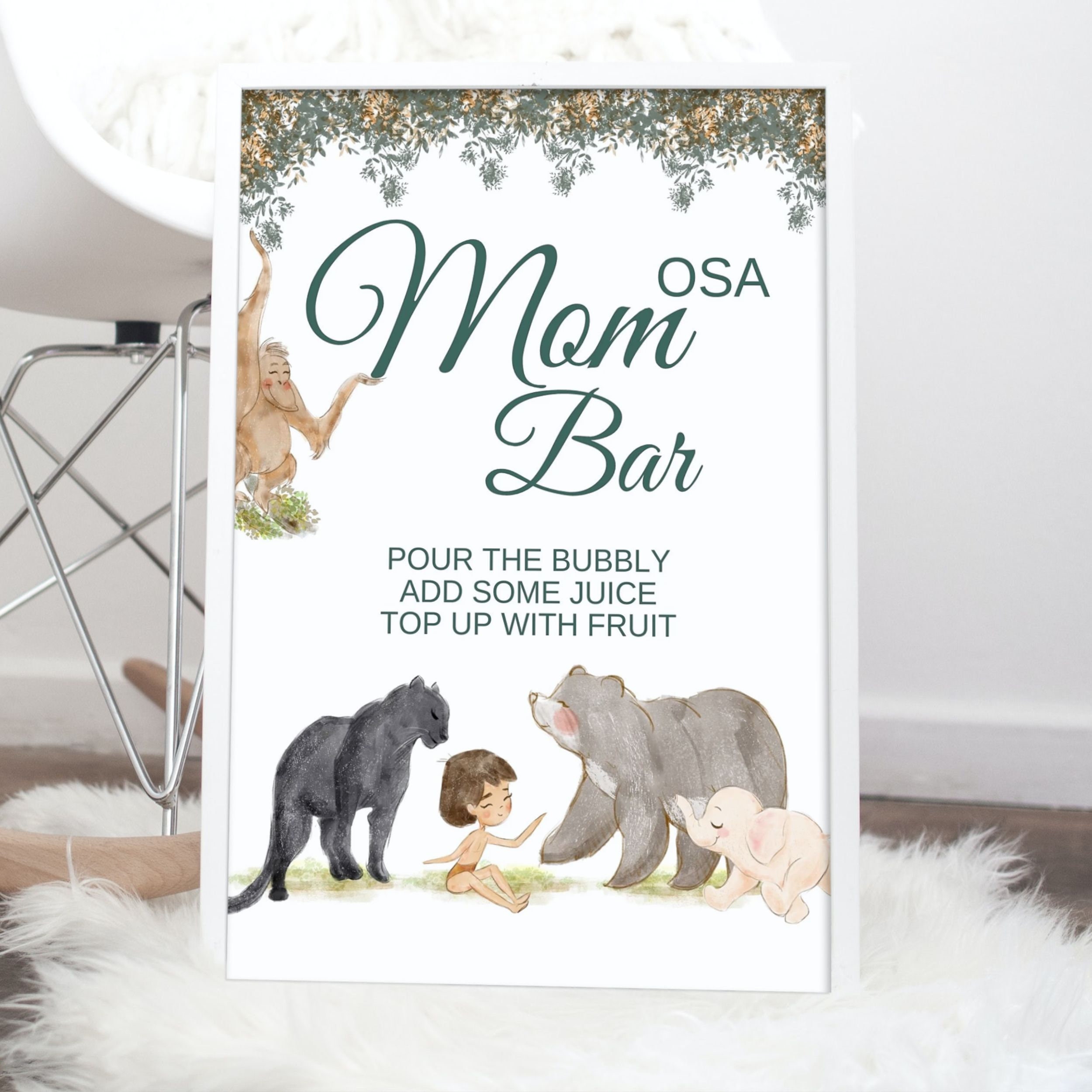 Momosa Bar Jungle Book Sign, Jungle Book Baby Shower, JB2022 Baby ...