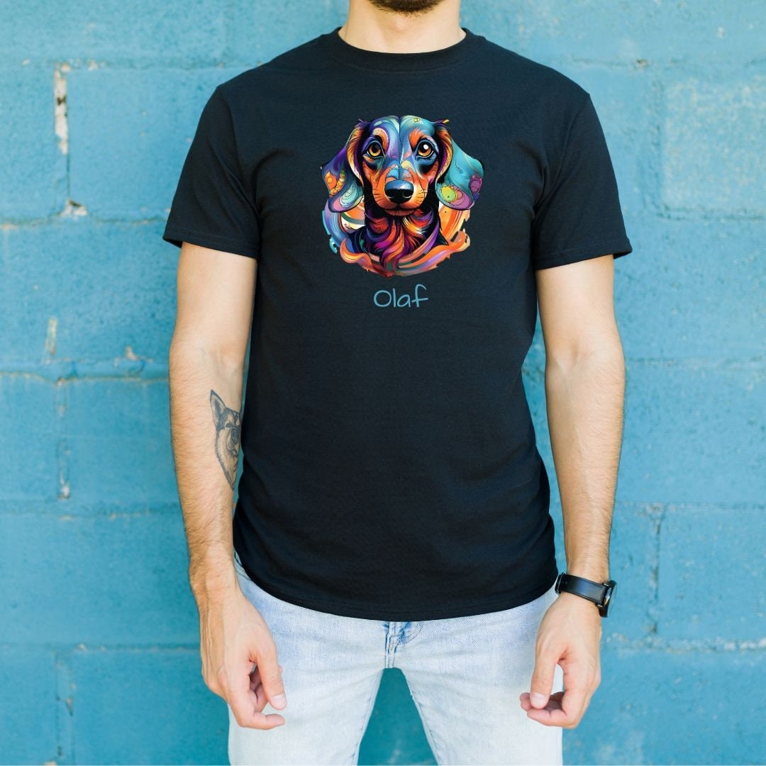 Abstract Colorful Dog Breed Dachshund Unisex T-shirt Customizable With ...