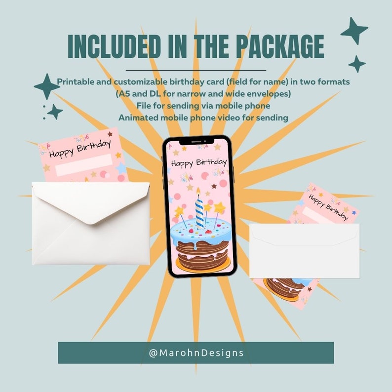 Customizable Printable Birthday Card Digital Download Personalized A5 ...