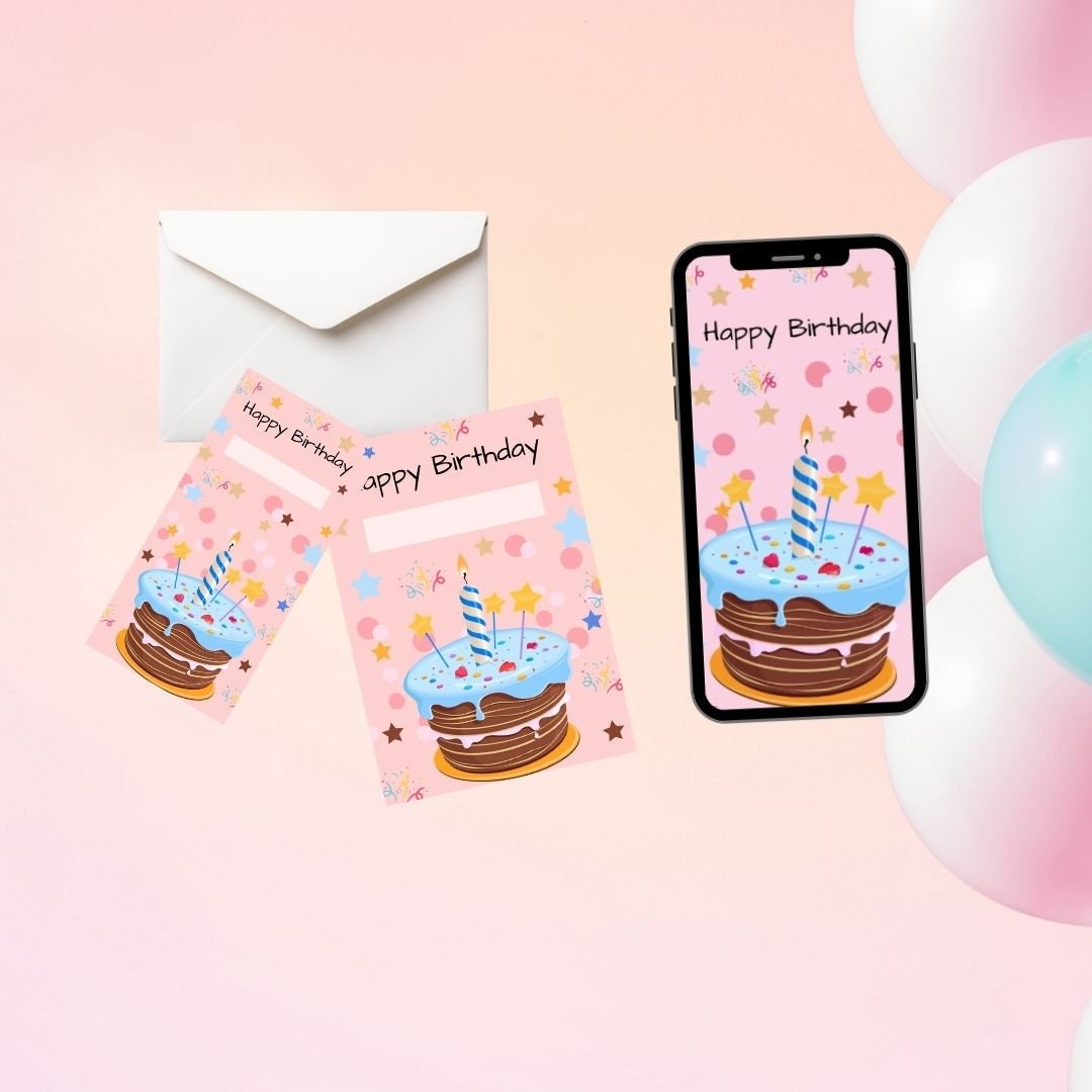 Customizable Printable Birthday Card Digital Download Personalized A5 ...