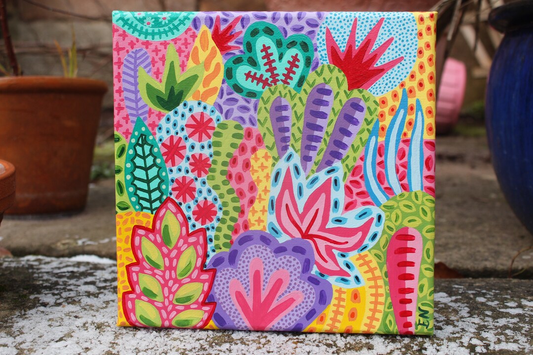 Colourful Wall Art 20x20 Cm, Acrylic Painting on Canvas - Etsy