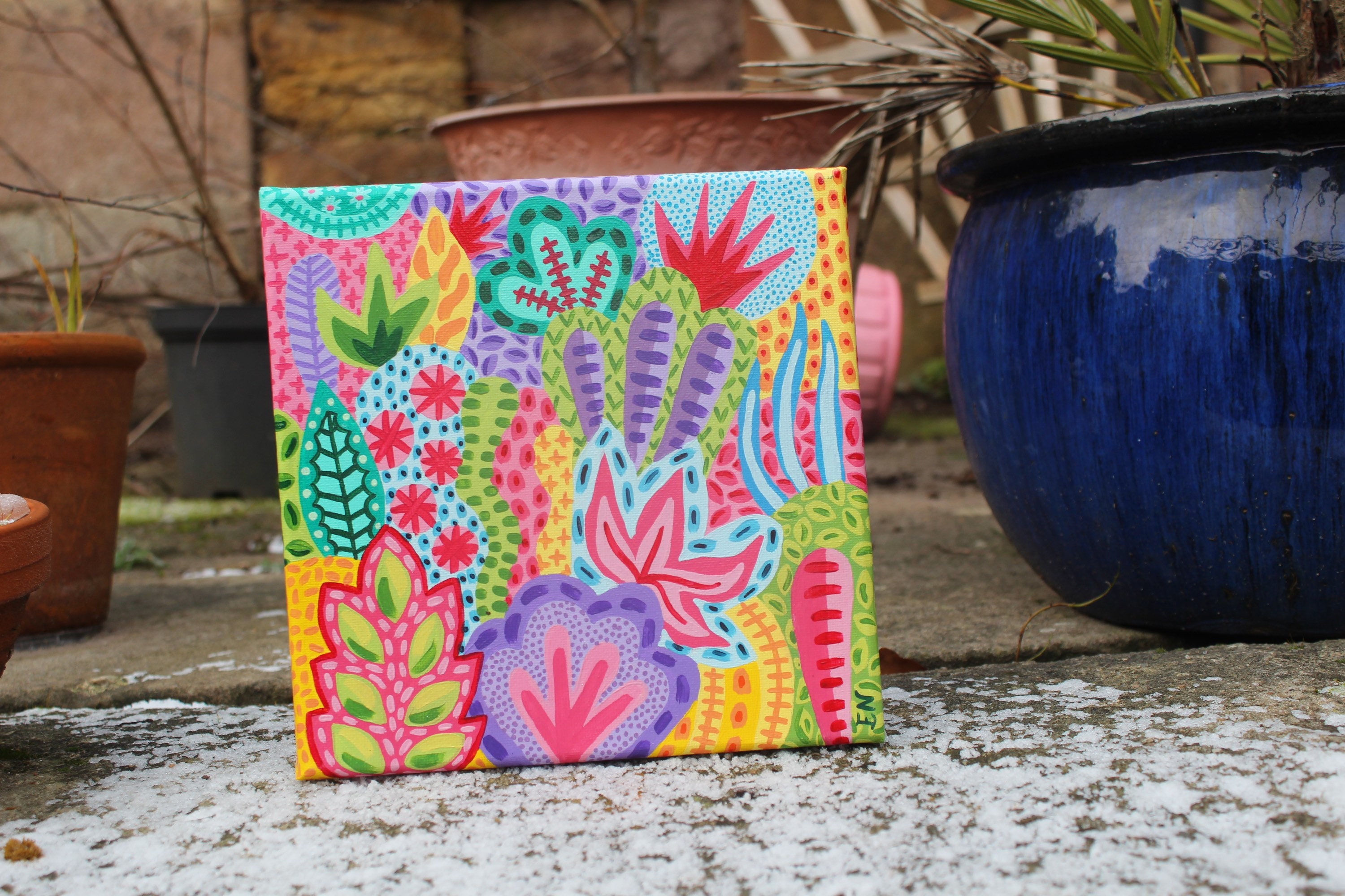 Colourful Wall Art 20x20 Cm, Acrylic Painting on Canvas - Etsy