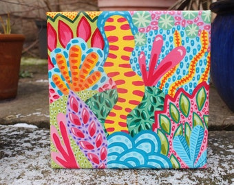 Colourful Wall Art 20x20 Cm, Acrylic Painting on Canvas - Etsy