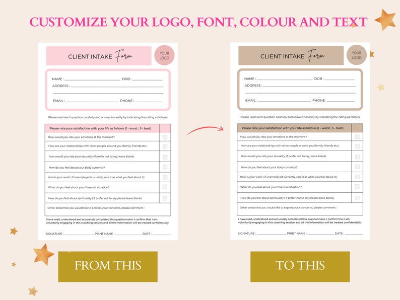 Client Intake Form Canva Template: Coaching Contract (editable) - Etsy