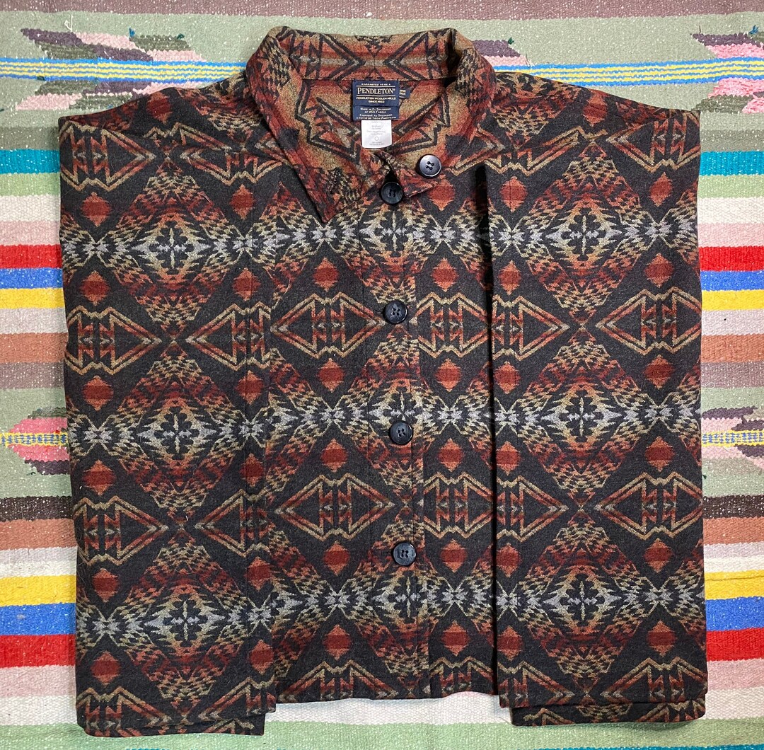 Southwestern Pendleton Poncho With Buttons One Size Fits All - Etsy