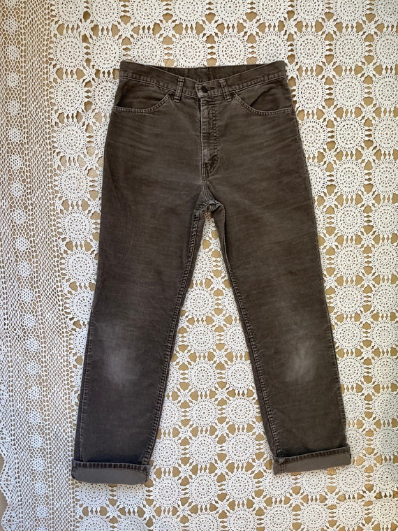Vintage 1970s/80s Gap Corduroy Trousers Gray/Brown 32… - Gem
