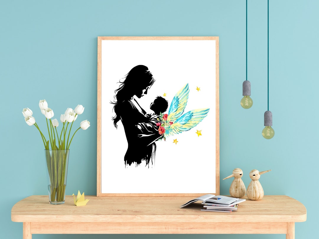 Angel Baby Remembrance Print, Baby Loss Art, Grieving Mom Gift, Baby in ...
