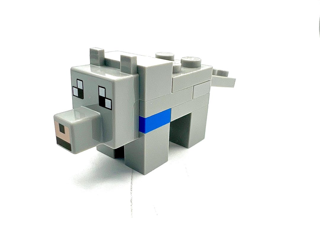 Wolf With Blue Collar LEGO® Minecraft Brick-built Animal. - Etsy