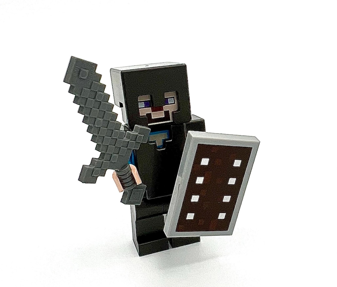 Steve in Netherite Armor With Netherite Sword and Shield LEGO ...