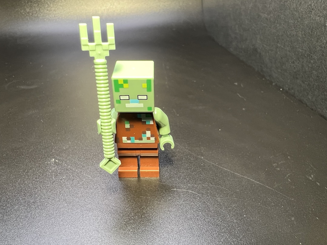 Drowned With Trident LEGO® Minecraft Minifigure. - Etsy