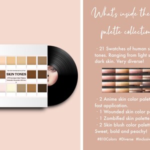 27 Procreate Skin Tones Color Palette Bundle, Human Anime Portrait Face ...