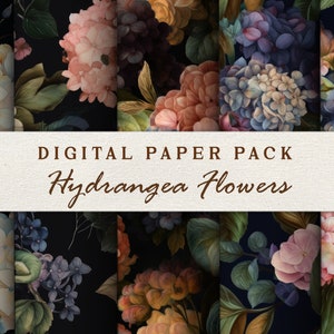 Watercolor Hydrangea Digital Paper, Scrapbooking Sheet, Floral Seamless ...