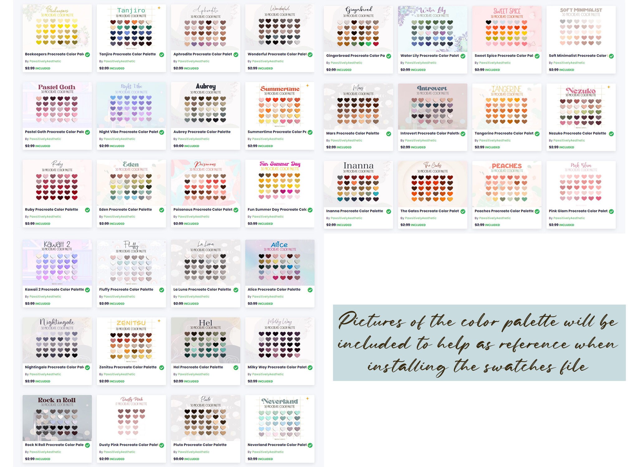 Procreate Color Palette Bundle, Boho, Rainbow, Pastel, Cyberpunk, Anime ...