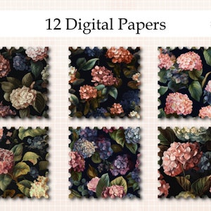 Watercolor Hydrangea Digital Paper, Scrapbooking Sheet, Floral Seamless ...