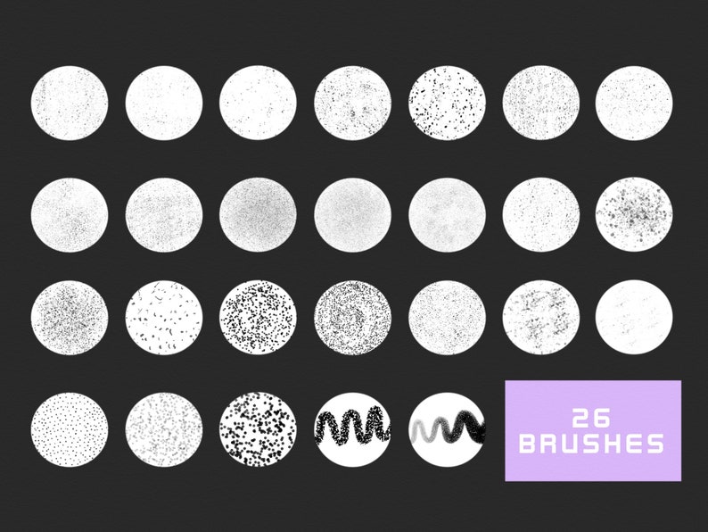 26 Grain Shader Brushes Procreate, Shading Diffusion Grunge Brush, Fine Line Noise Brushes Pack ...