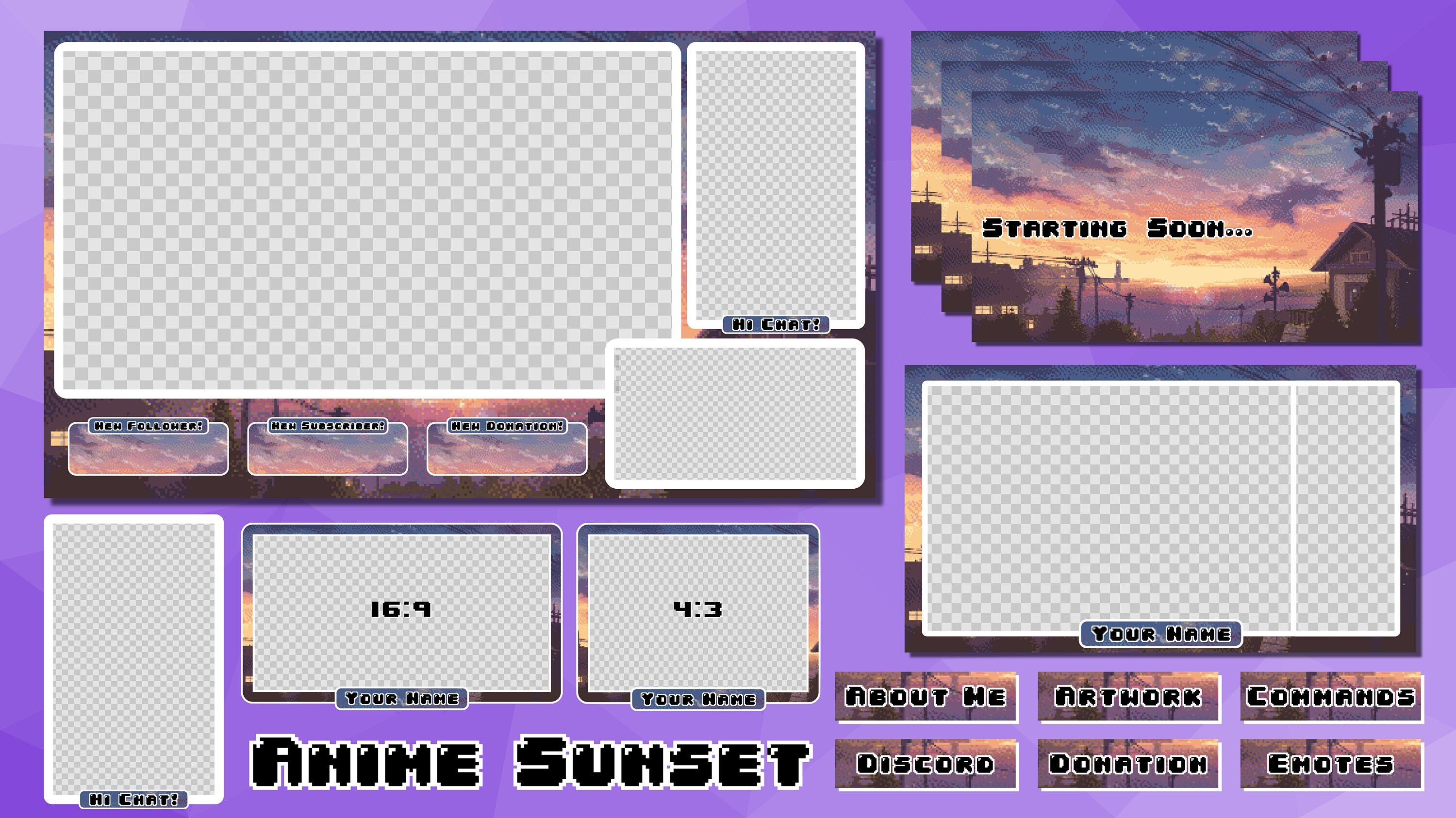 Anime Sunset Superposición de Pixel Art Stream - Etsy México