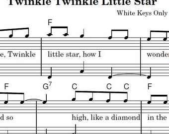 Twinkle Twinkle Little Star Easy Piano Sheet Music (digital Download ...