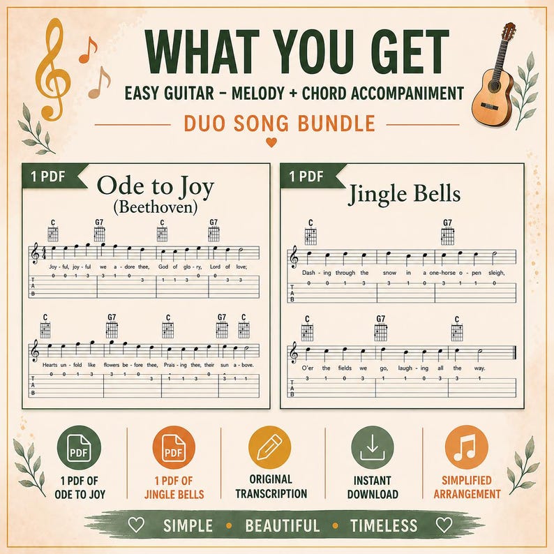 Ode to Joy Guitar Sheet Music - Jingle Bells Guitar Chords - Easy ...