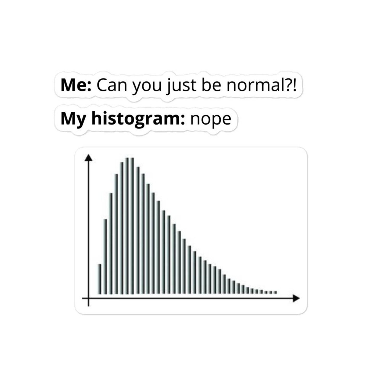 Funny Statistics Joke Histogram Graph Sticker, Normal Distribution ...