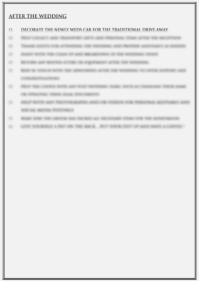 Wedding Day Best Man Checklist / Check Sheet / Guide - Giving That ...