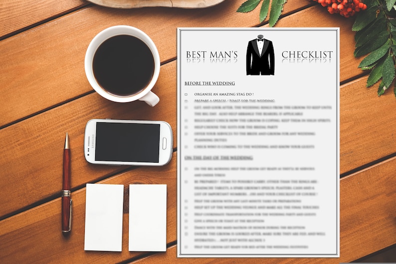 Wedding Day Best Man Checklist / Check Sheet / Guide - Giving That ...