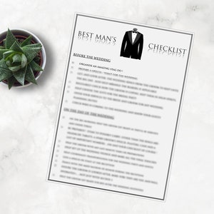 Wedding Day Best Man Checklist / Check Sheet / Guide - Giving That ...