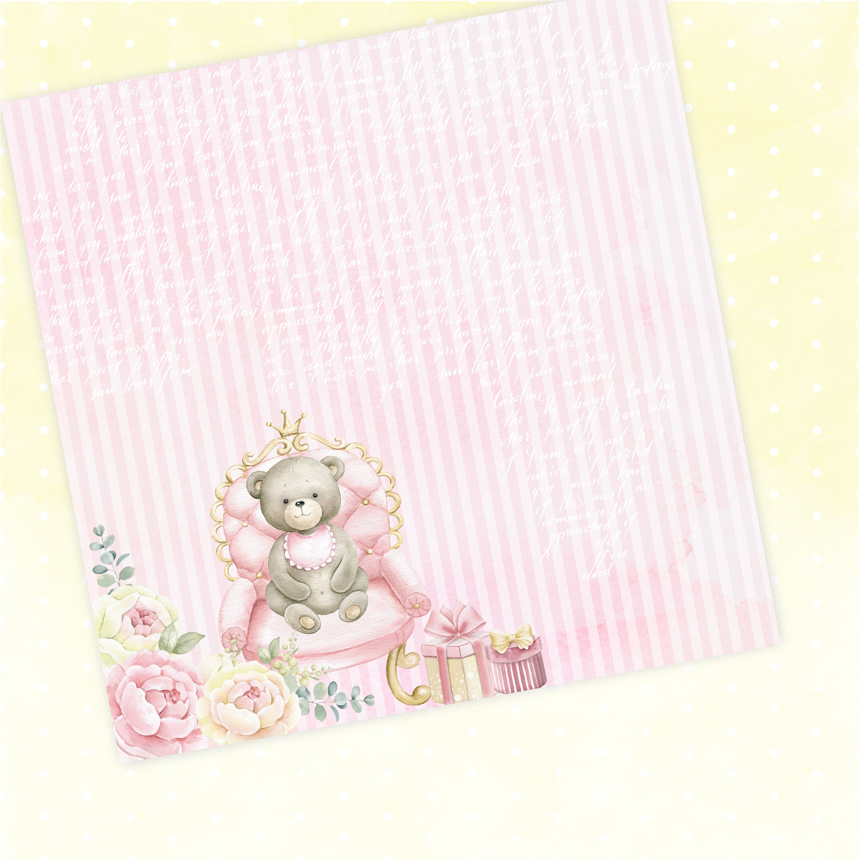 Teddy Bear Digital Paper Set Baby Girl Digital Paper Baby - Etsy