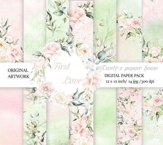 Wedding Digital Paper Seamless Flower Pattern Blush Floral - Etsy