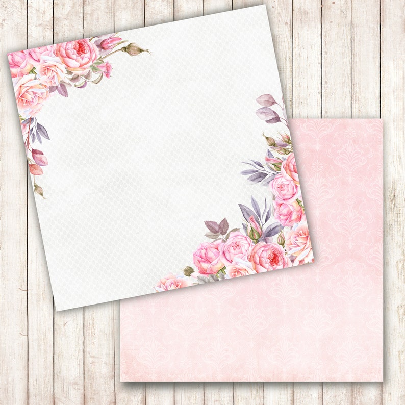 Blush and Grey Wedding Digital Paper Paris Blush Floral - Etsy