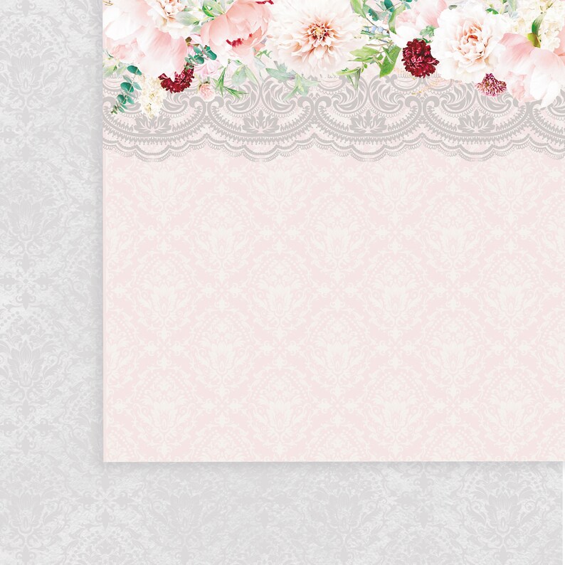Blush and Grey Wedding Digital Paper Blush Floral Wedding | Etsy