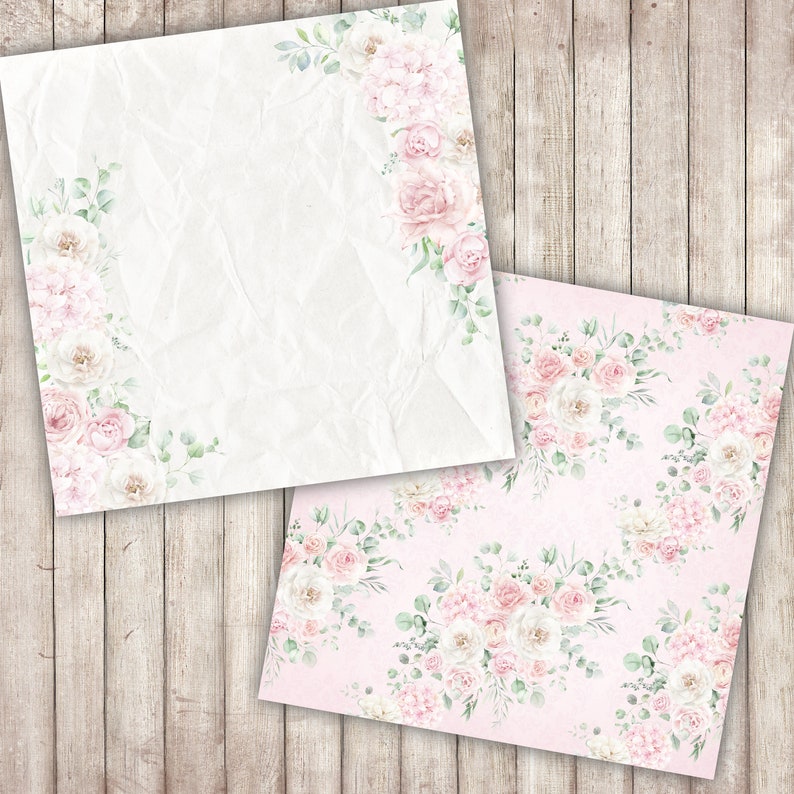 Wedding Digital Paper,blush Floral Wallpaper, Bridal Scrapbook ...