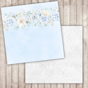 Wedding Digital Paper,blue Floral Wallpaper, Bridal Scrapbook, Blue ...