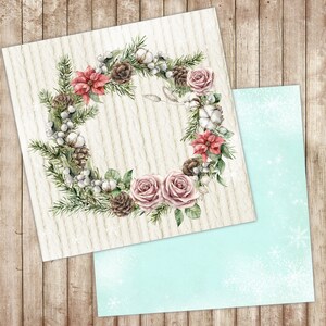 Traditional Christmas Digital Paper Tree Scrapbook Wood Winter Red and ...