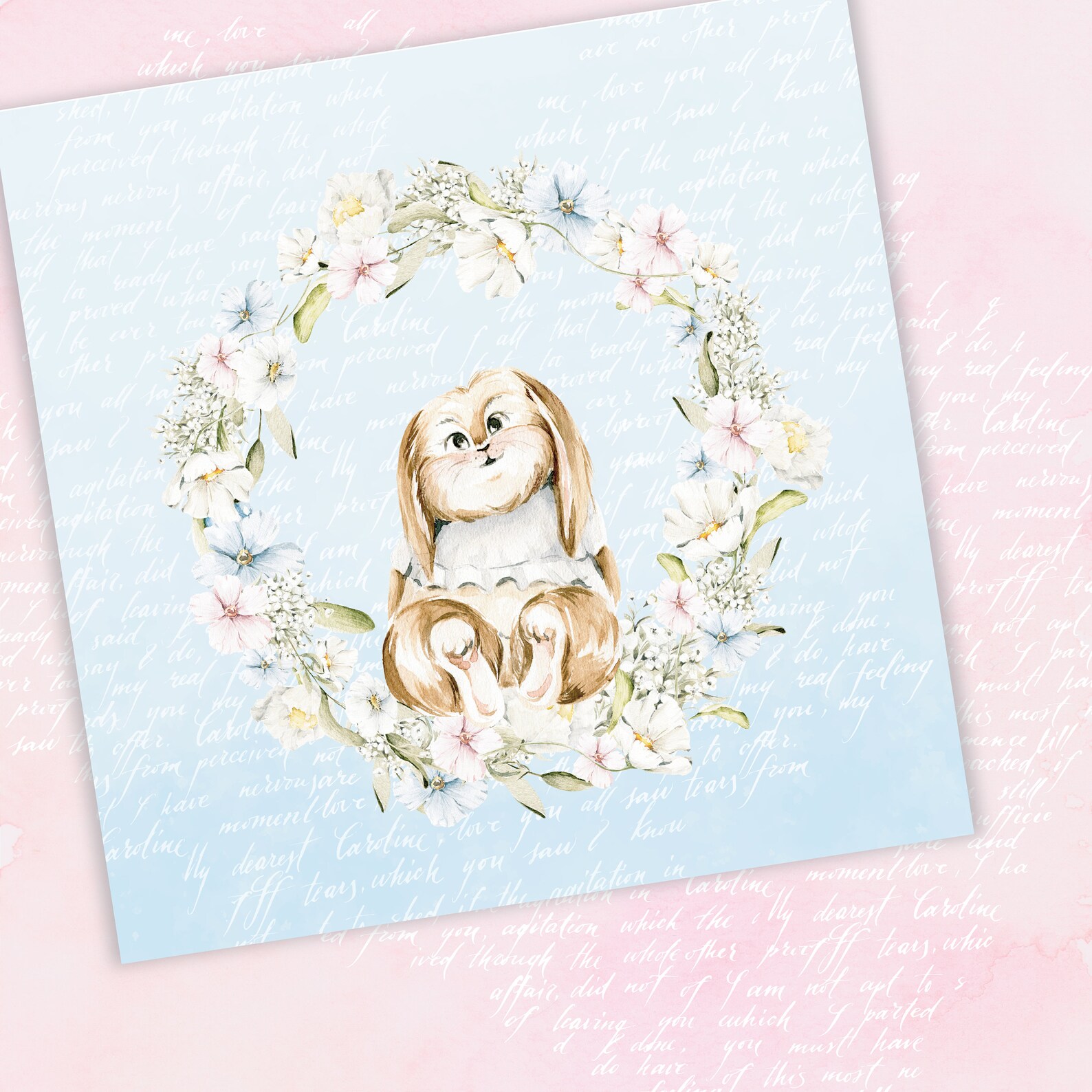 Sweet Bunnie, Baby Girl Digital Paper Set,blue and Pink, Pattern ...