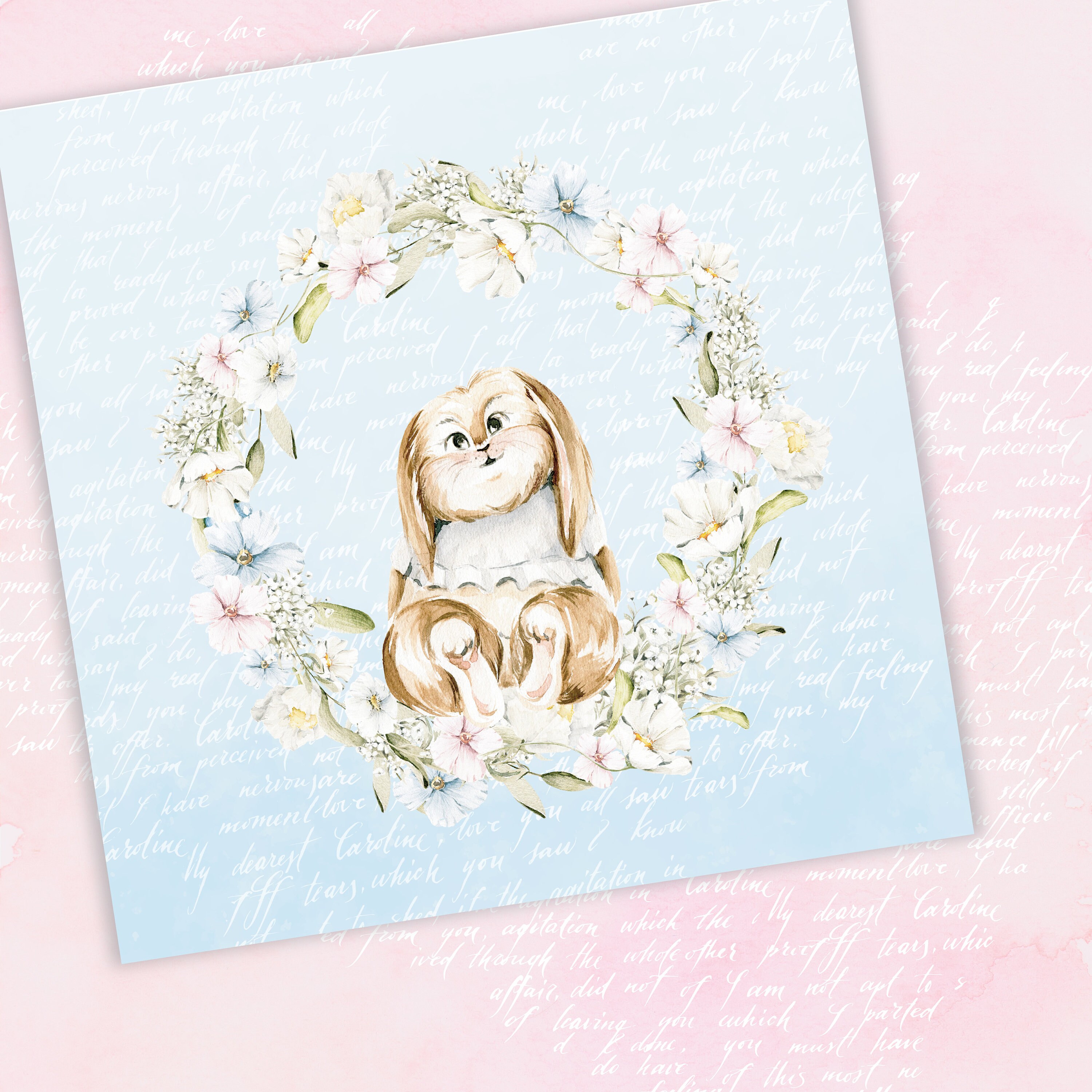 Sweet Bunnie Baby Girl Digital Paper Setblue and Pink - Etsy